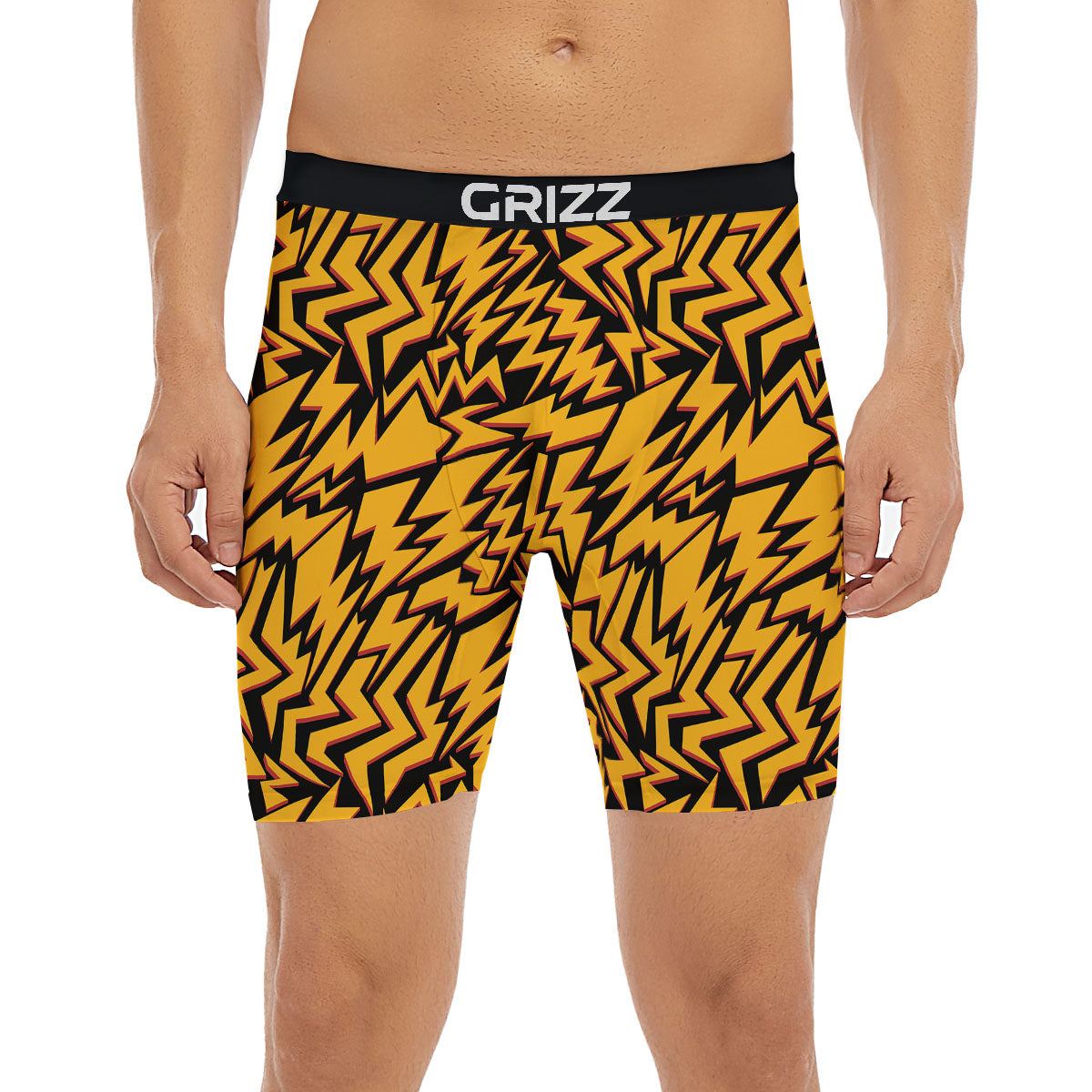 Lightning Yellow And Black Print Pattern Boxer Briefs