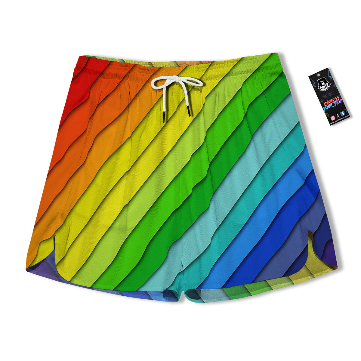 Lines Rainbow Diagonal Print Pattern Men's Running Shorts