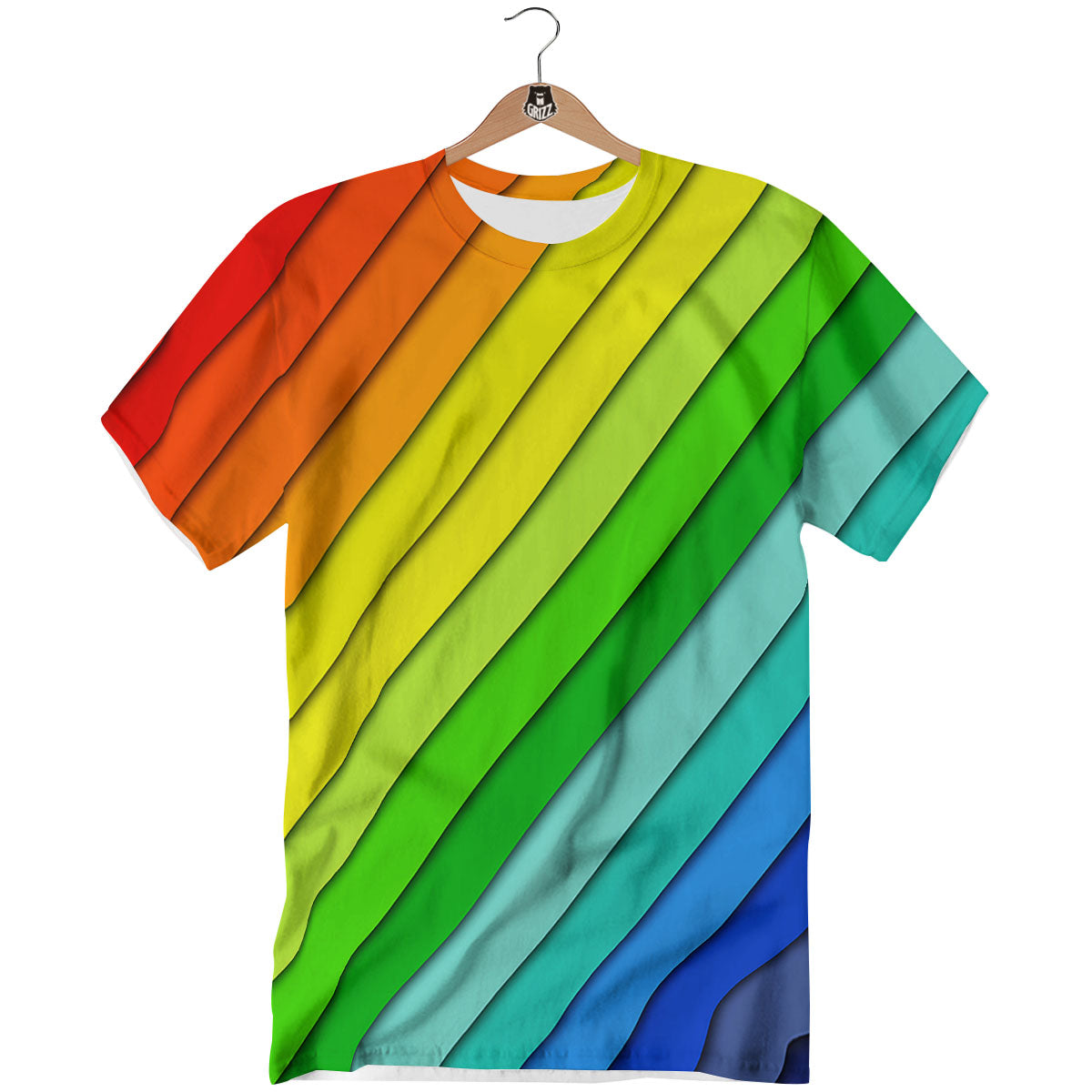 Lines Rainbow Diagonal Print Pattern T-Shirt