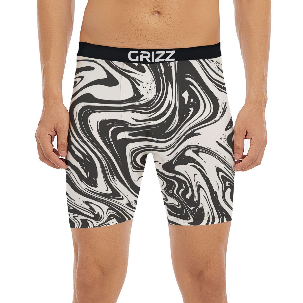 Liquid Marble Black White Print Boxer Briefs