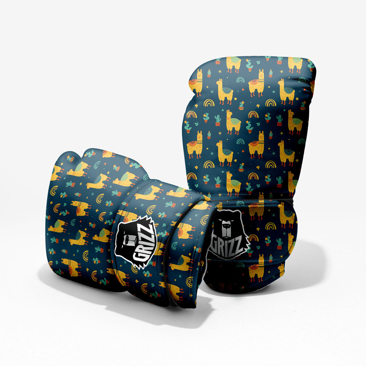 Llama And Cute Cactus Print Pattern Pro Boxing Glove