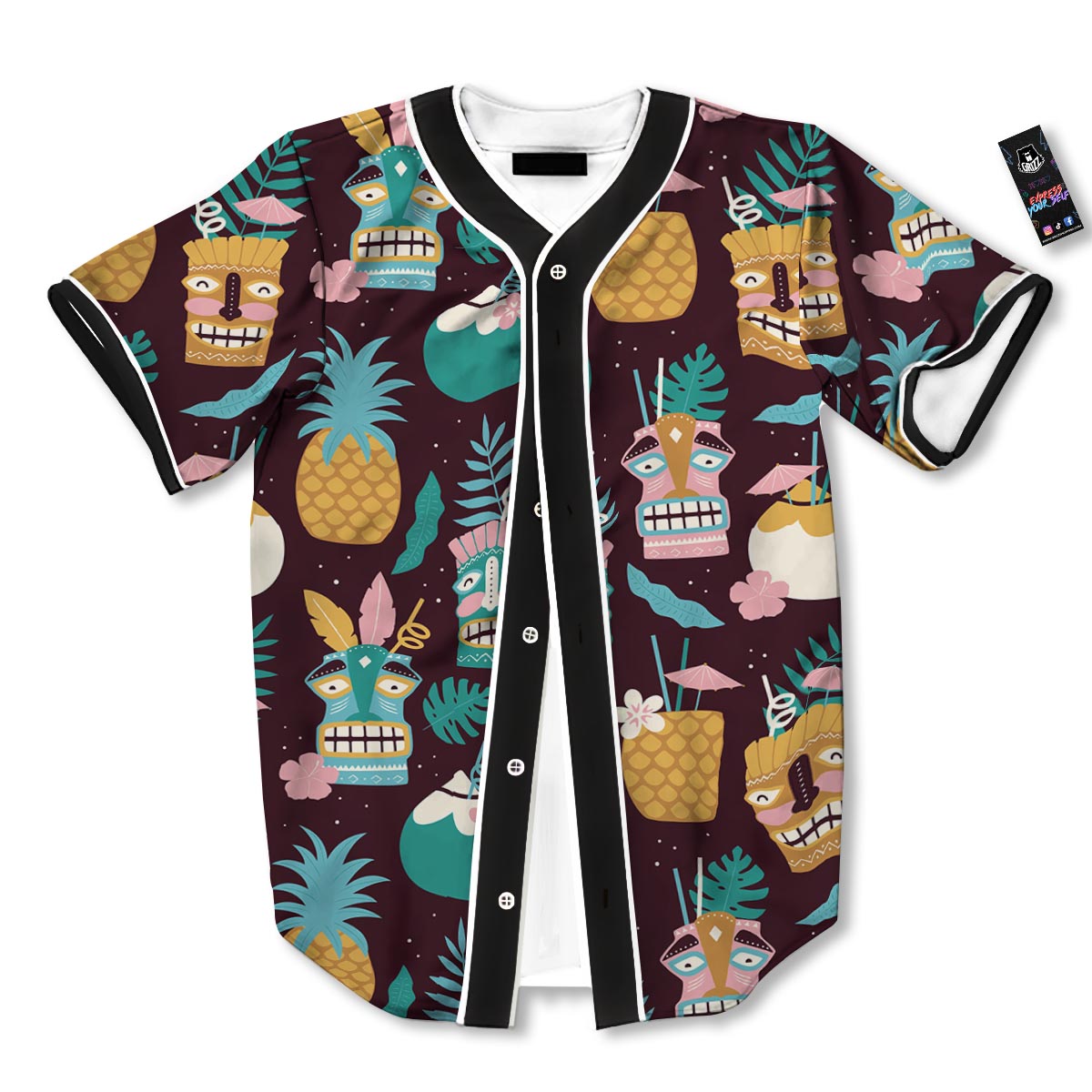 Luau Tiki Print Pattern Baseball Jersey