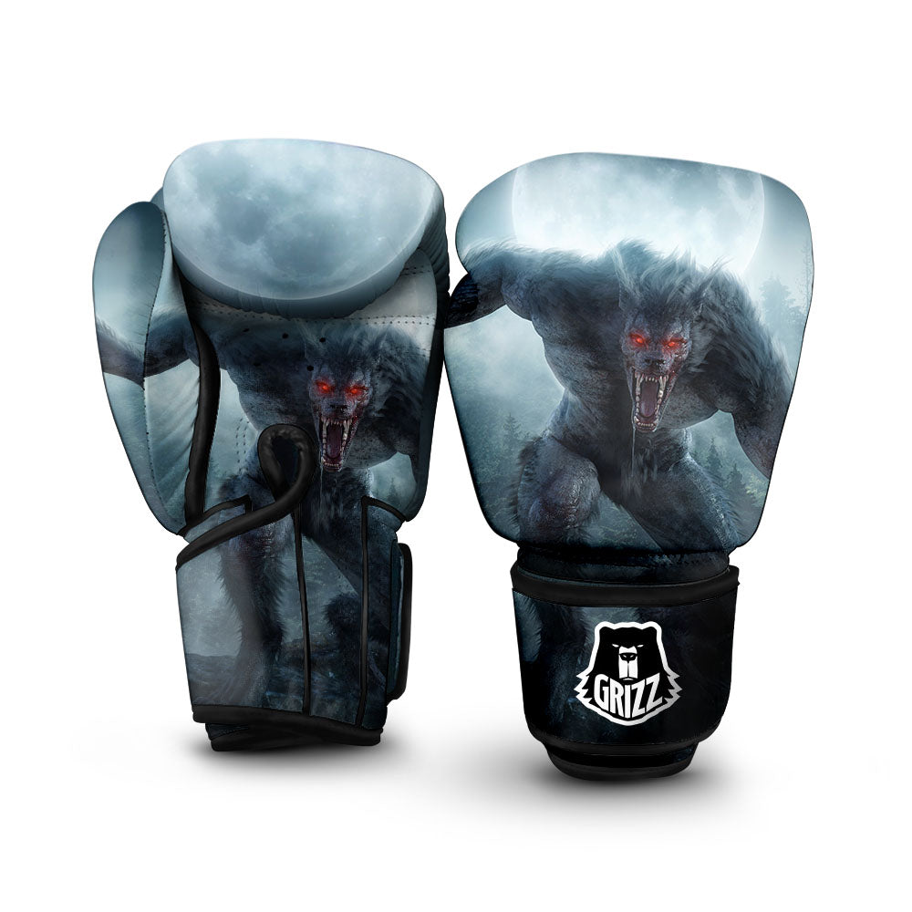 Lycan werewolf And Full Moon Print Boxing Gloves
