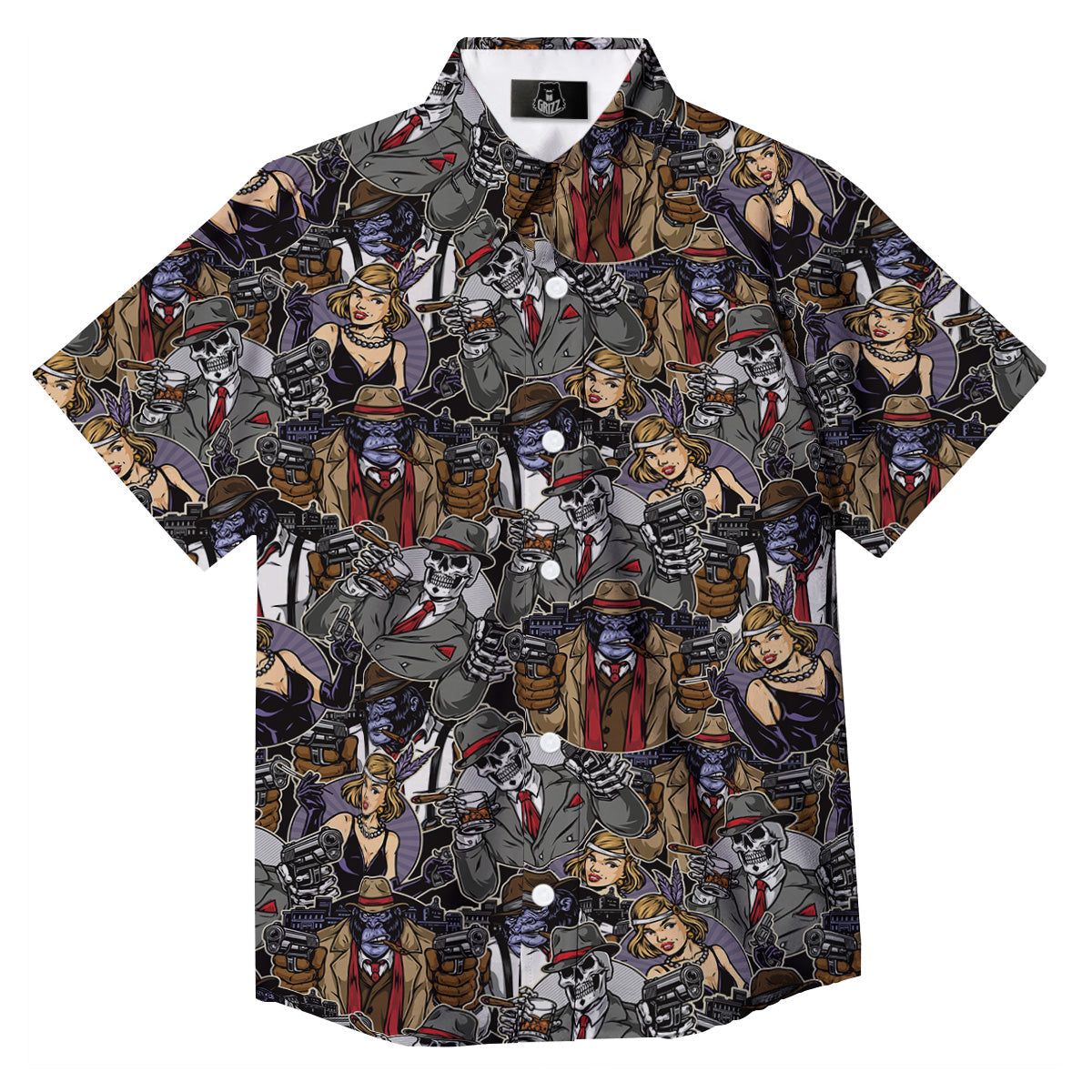 Mafia And Gangsters Print Pattern Button Up Shirt – Grizzshopping