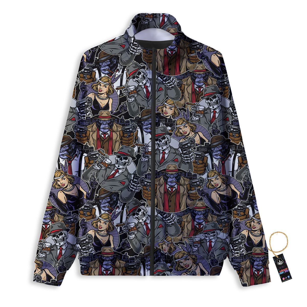Mafia And Gangsters Print Pattern Track Jacket