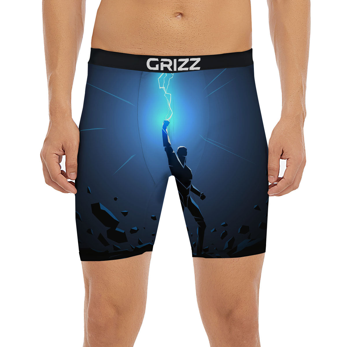 Man And Blue Lightning Print Boxer Briefs