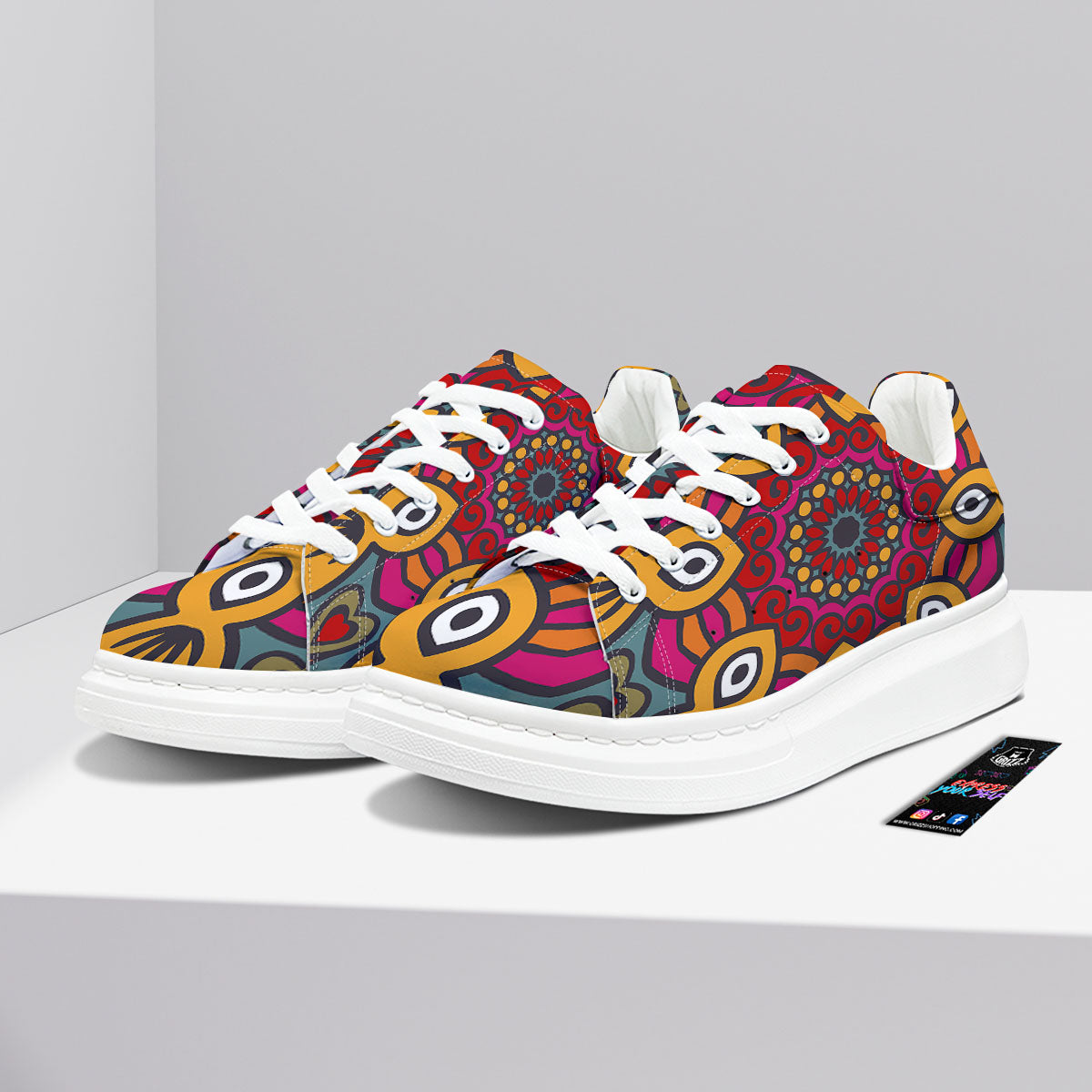 Mandala Bohemian Native Print Pattern Platform Shoes