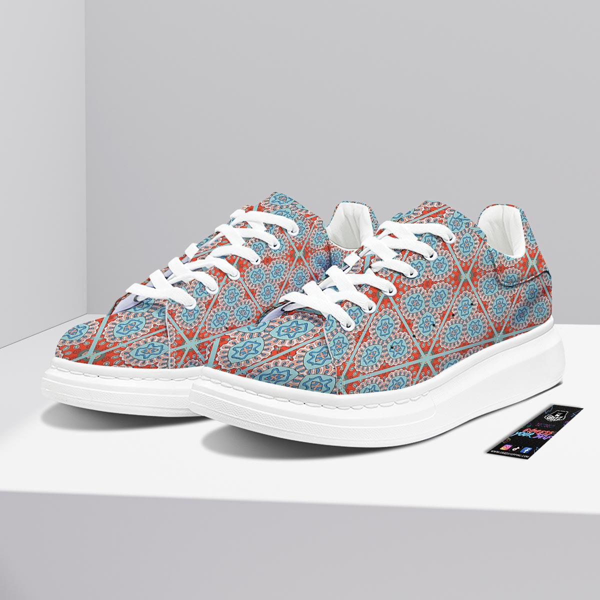 Mandala Triangle Bohemian Print Pattern Platform Shoes
