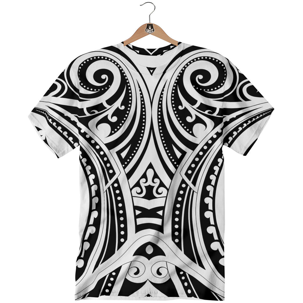Maori Tattoo White And Black Print T-Shirt