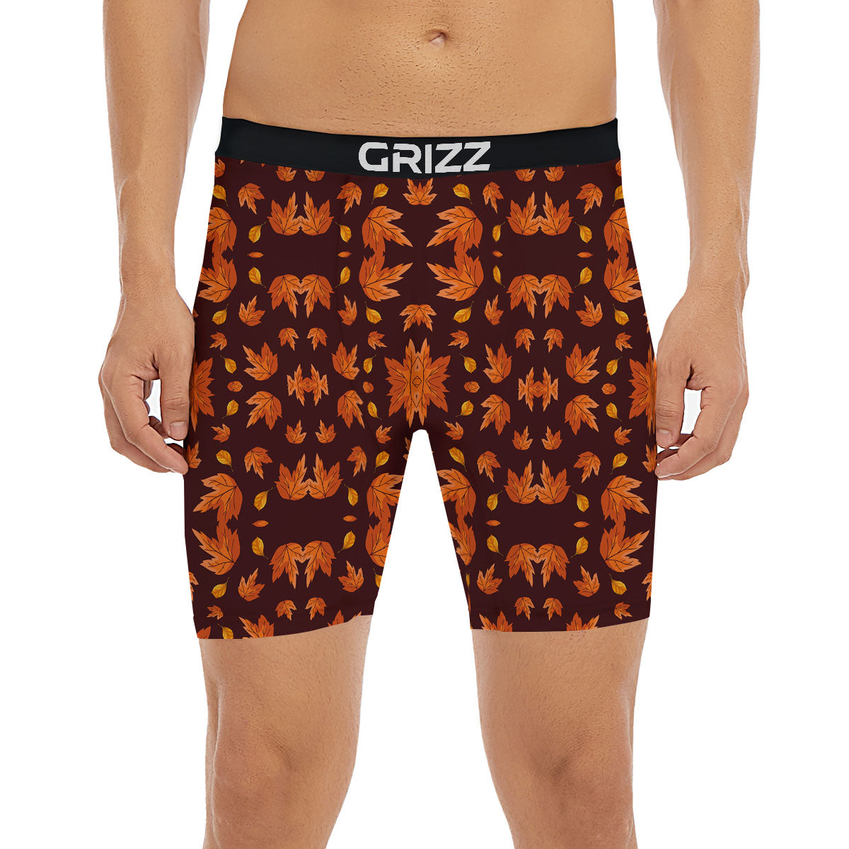 Maple Leaves Orange Print Pattern Boxer Briefs