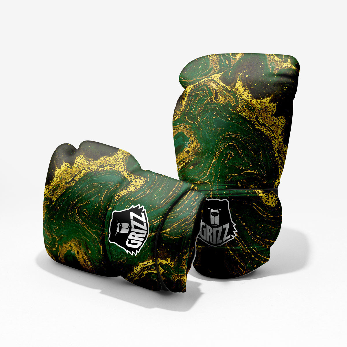 Marble Abstract texture Gold And Dark Green Print Pro Boxing Glove