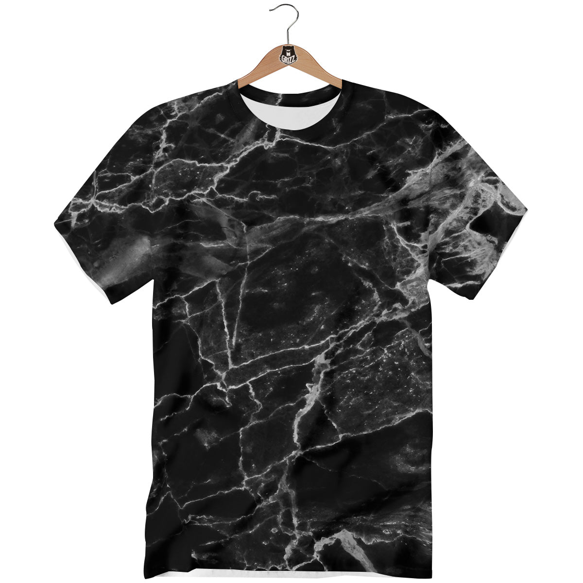 Marble Black Grey Print T-Shirt
