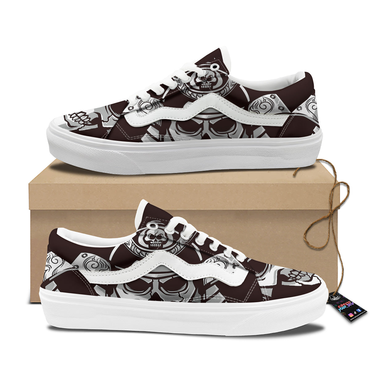 Mask Black Samurai Print Skate Shoes