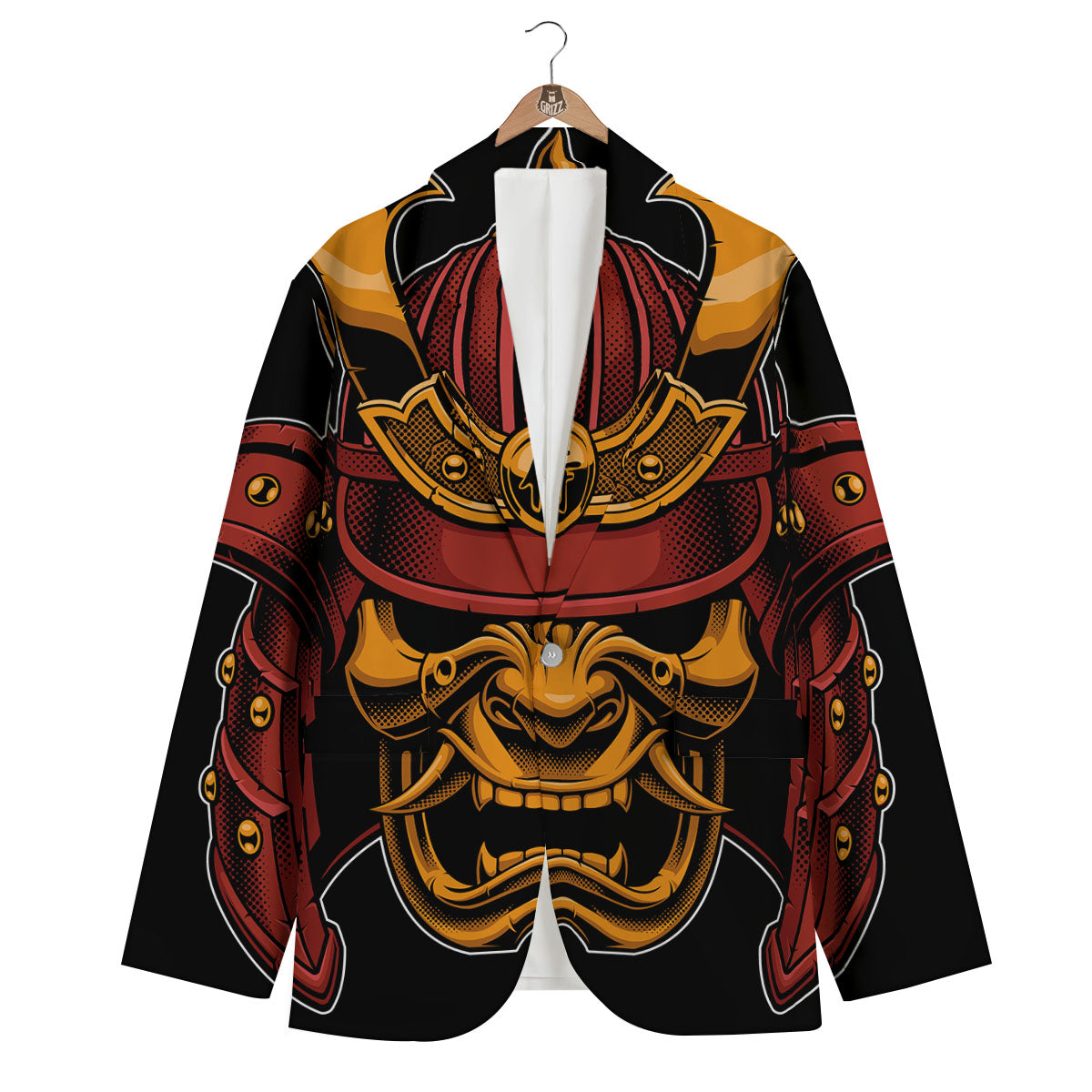 Mask Samurai Warrior Print Men's Blazer
