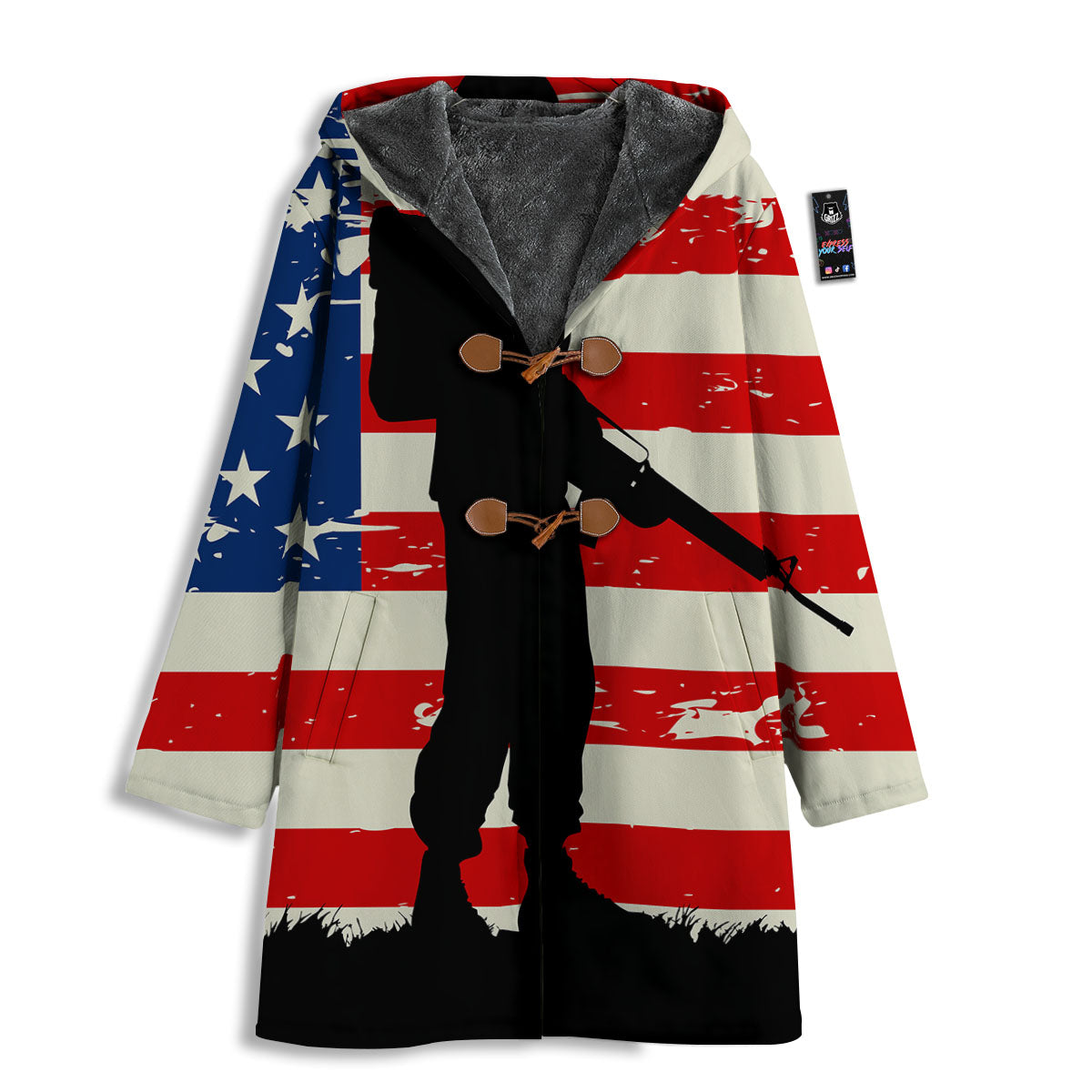 Memorial War American Flag Print Men's Windbreaker Jacket