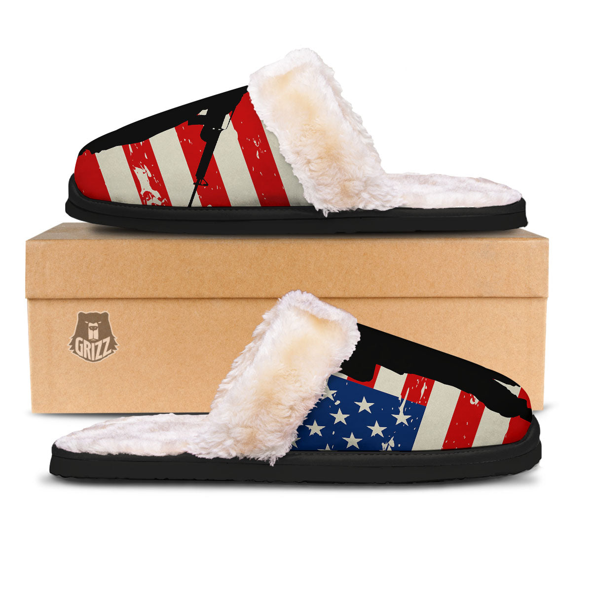 Memorial War American Flag Print Slippers