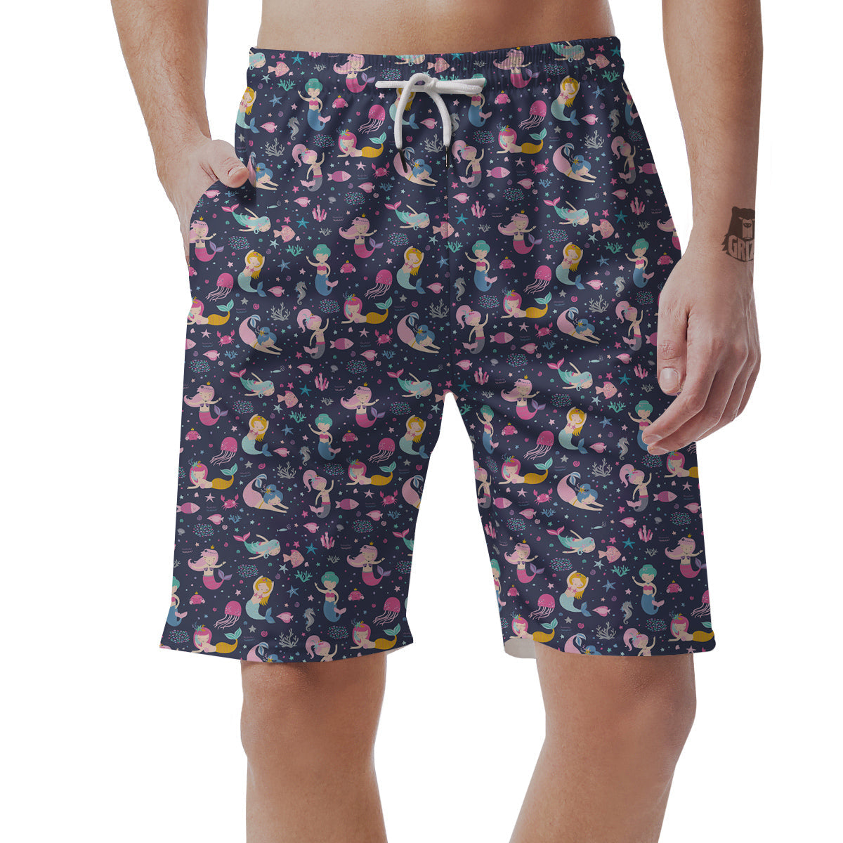 Mermaid Cute Print Pattern Men's Shorts