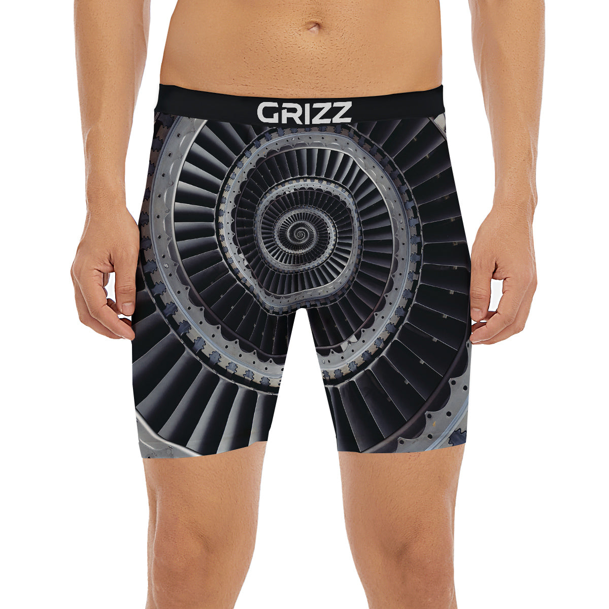 Metal Spiral Dark Navy Print Boxer Briefs