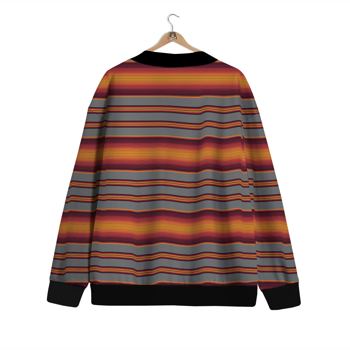 Mexican Serape Grey Orange Print Cardigan
