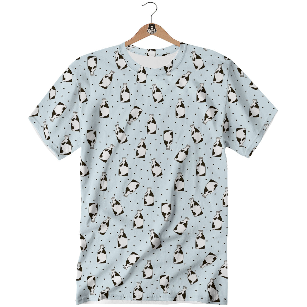 Milk Bottle Cow Print Pattern T-Shirt