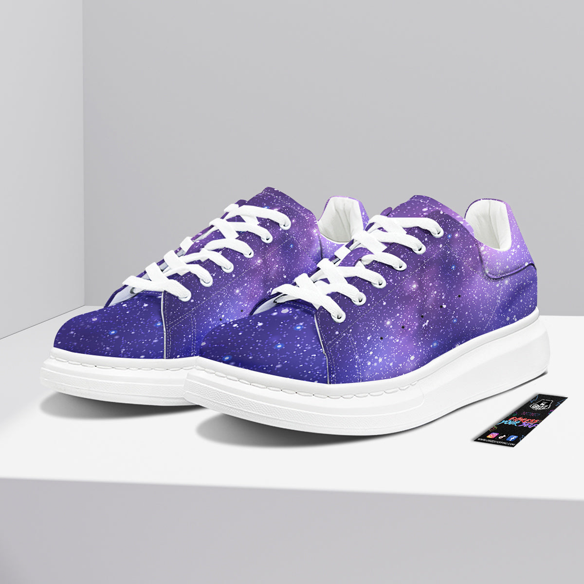 Milky Way Galaxy Space Dark Purple Print Platform Shoes