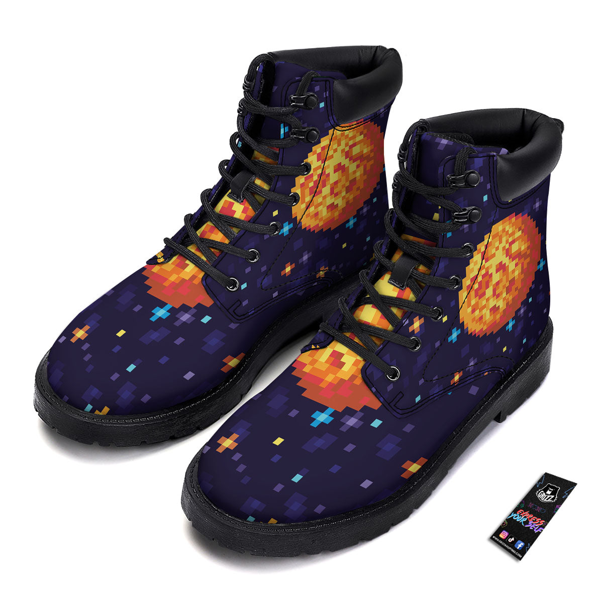 Moon 8-Bit Pixel Print Boots
