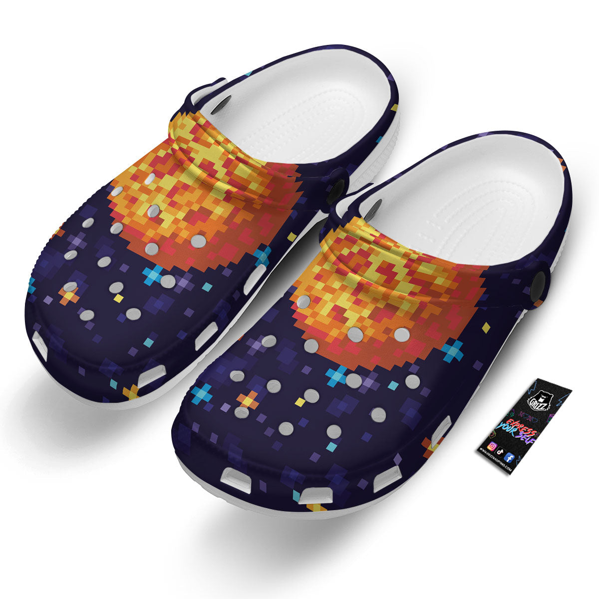 Moon 8-Bit Pixel Print Clog