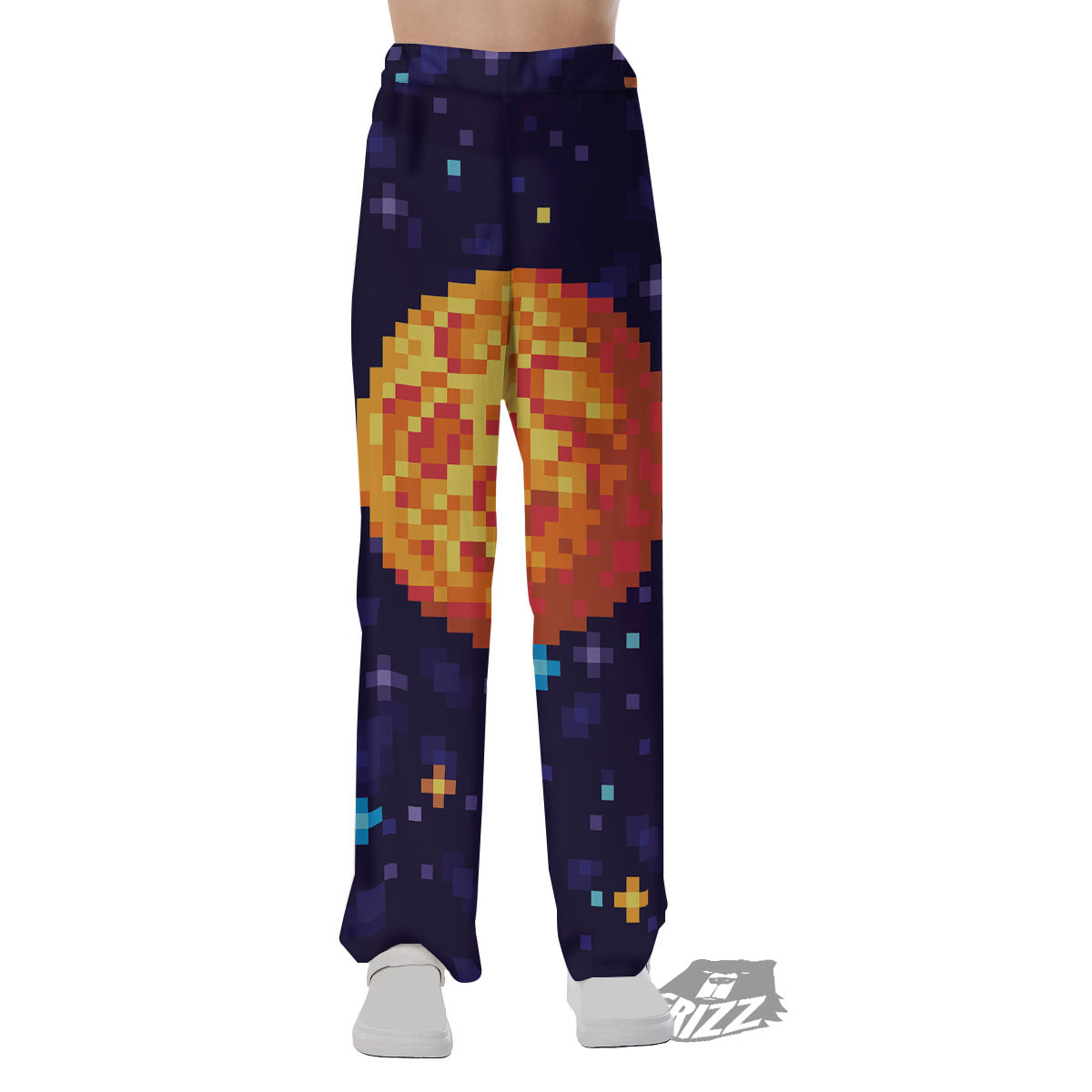 Moon 8-Bit Pixel Print Pajama Pants