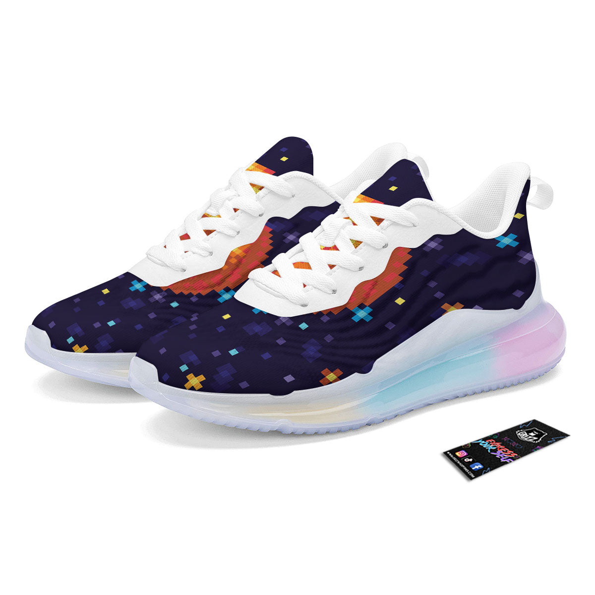 Moon 8-Bit Pixel Print Running Sneakers