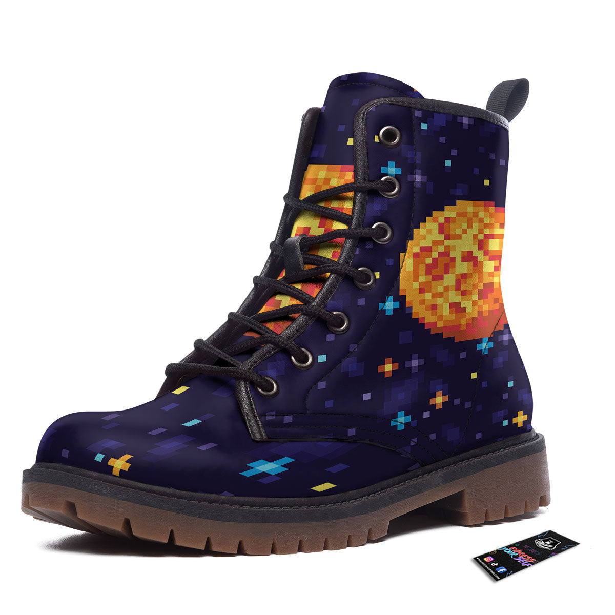 Moon 8-Bit Pixel Print Work Boots