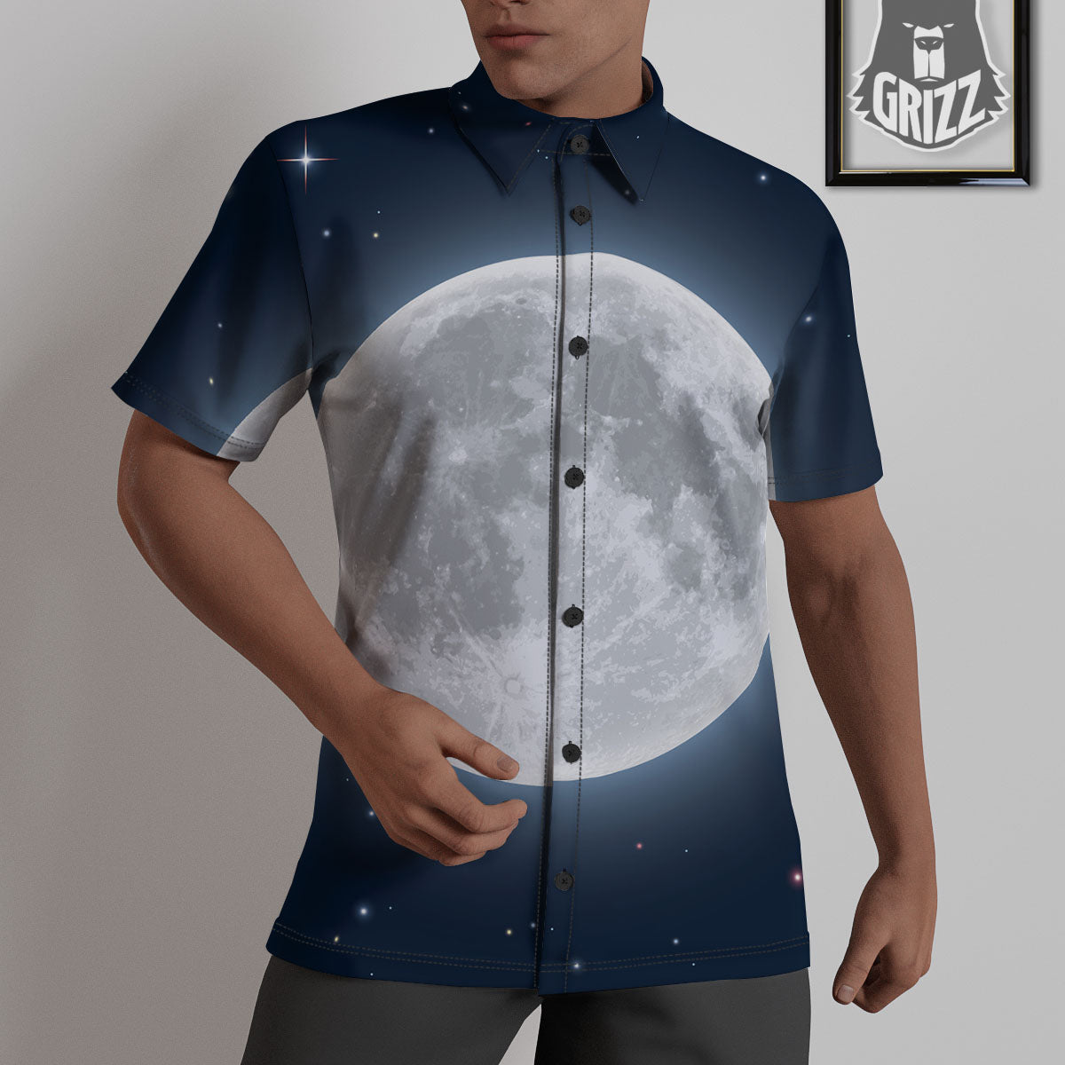 Moonlight And Night Sky Print Untucked Shirts
