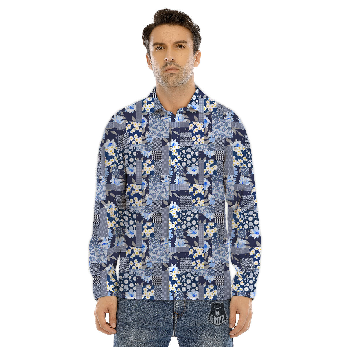 Motion Illusion Angular Swirl Print Men's Dress Shirts