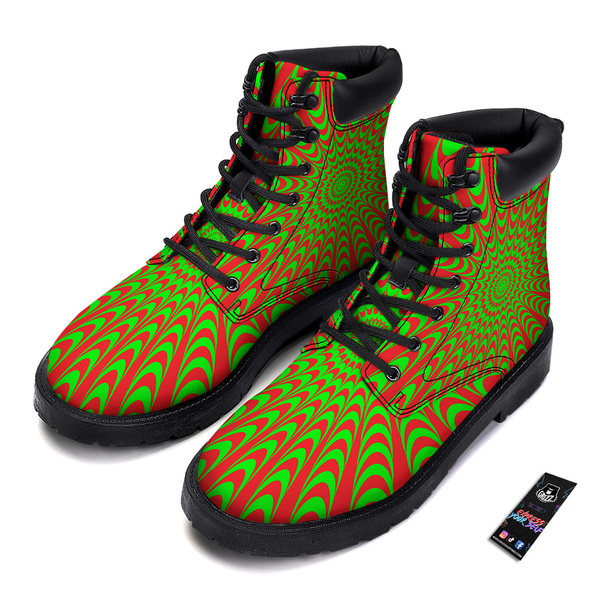 Moving Optical Illusion Green Red Wave Boots