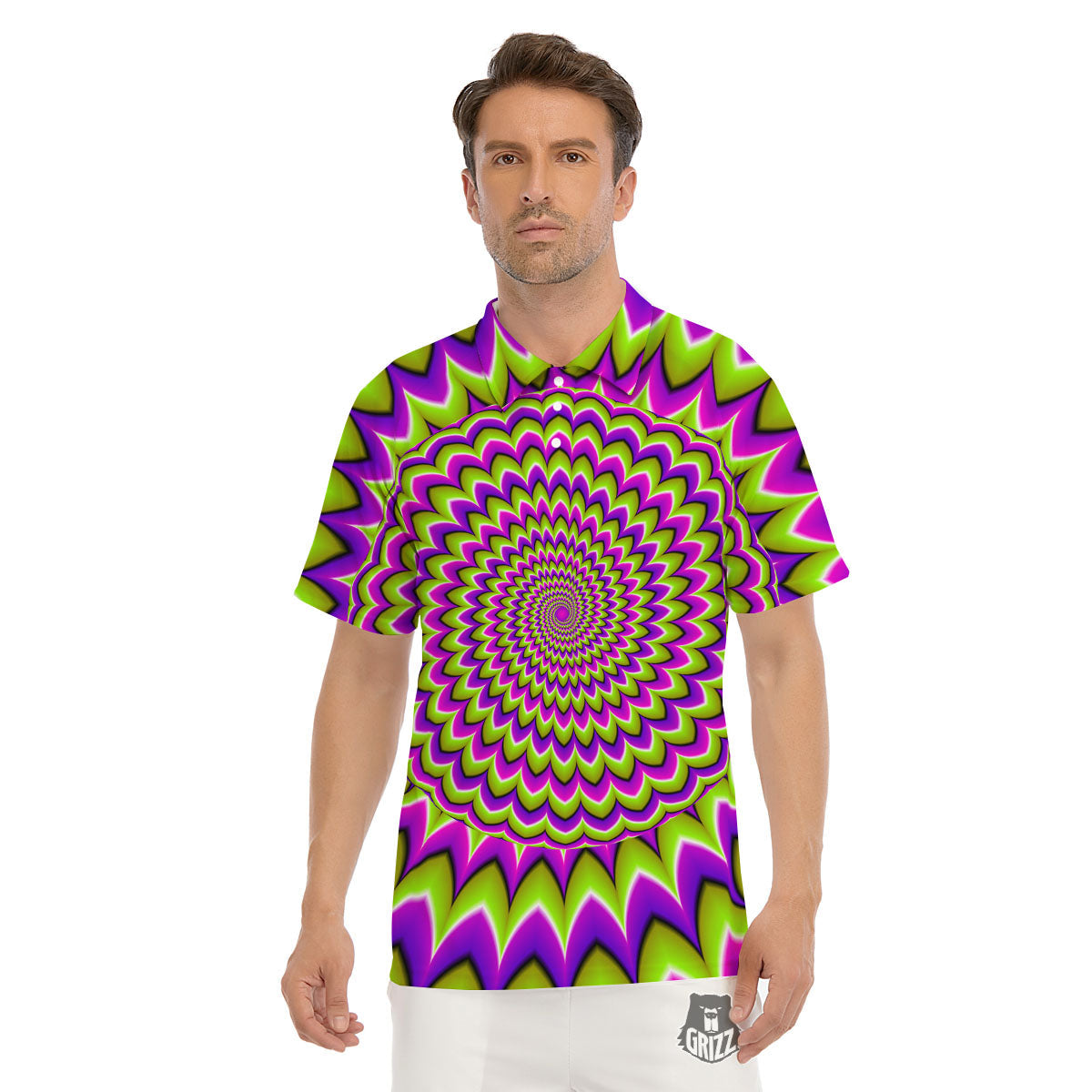 Moving Optical Illusion Spiky Spiral Men's Golf Shirts – Grizzshopping