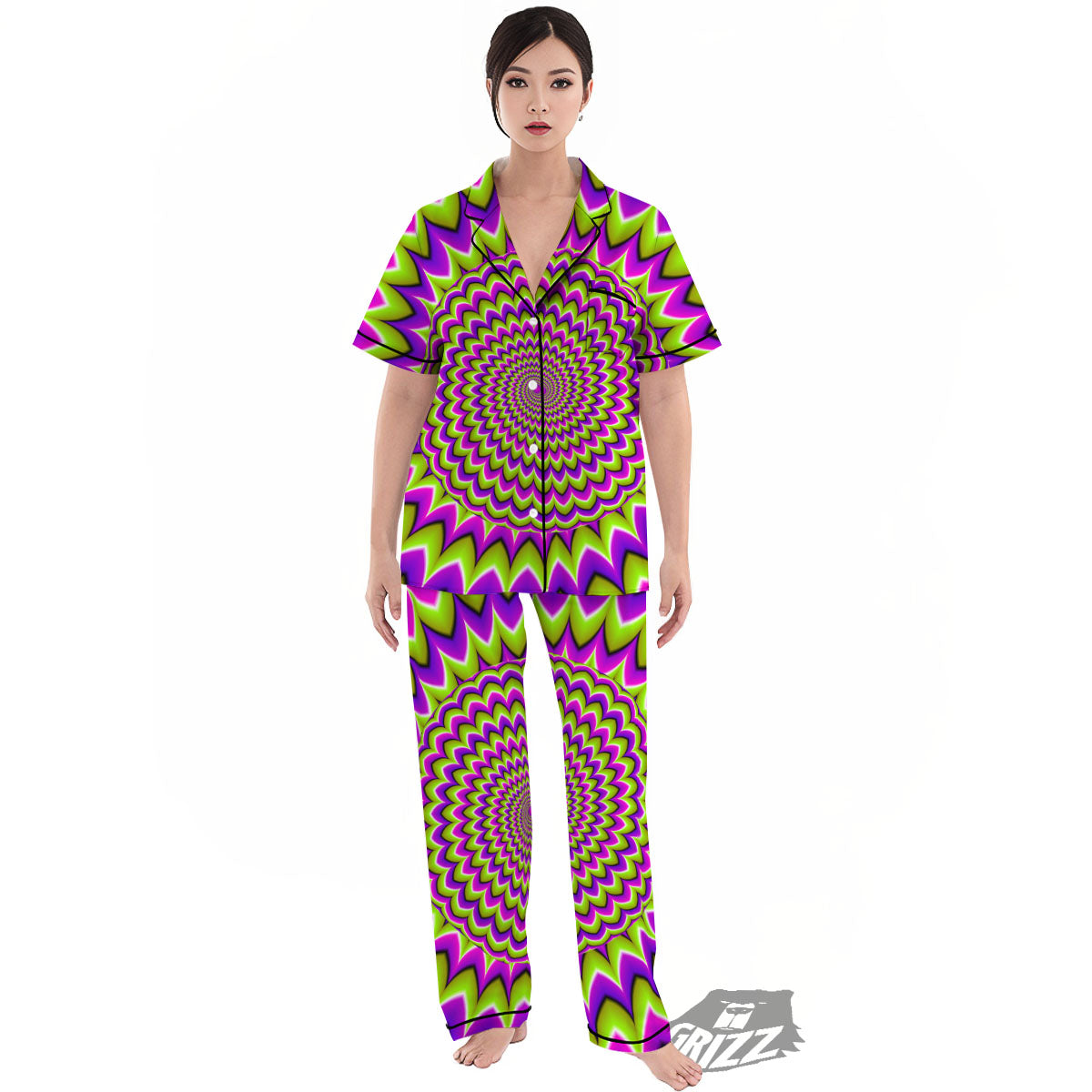 Moving Optical Illusion Spiky Spiral Women's Pajamas Set