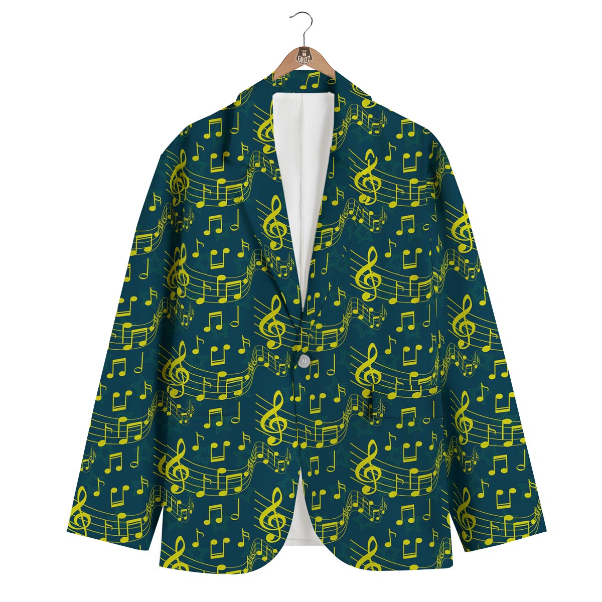 Music Note Pattern Print Men's Blazer