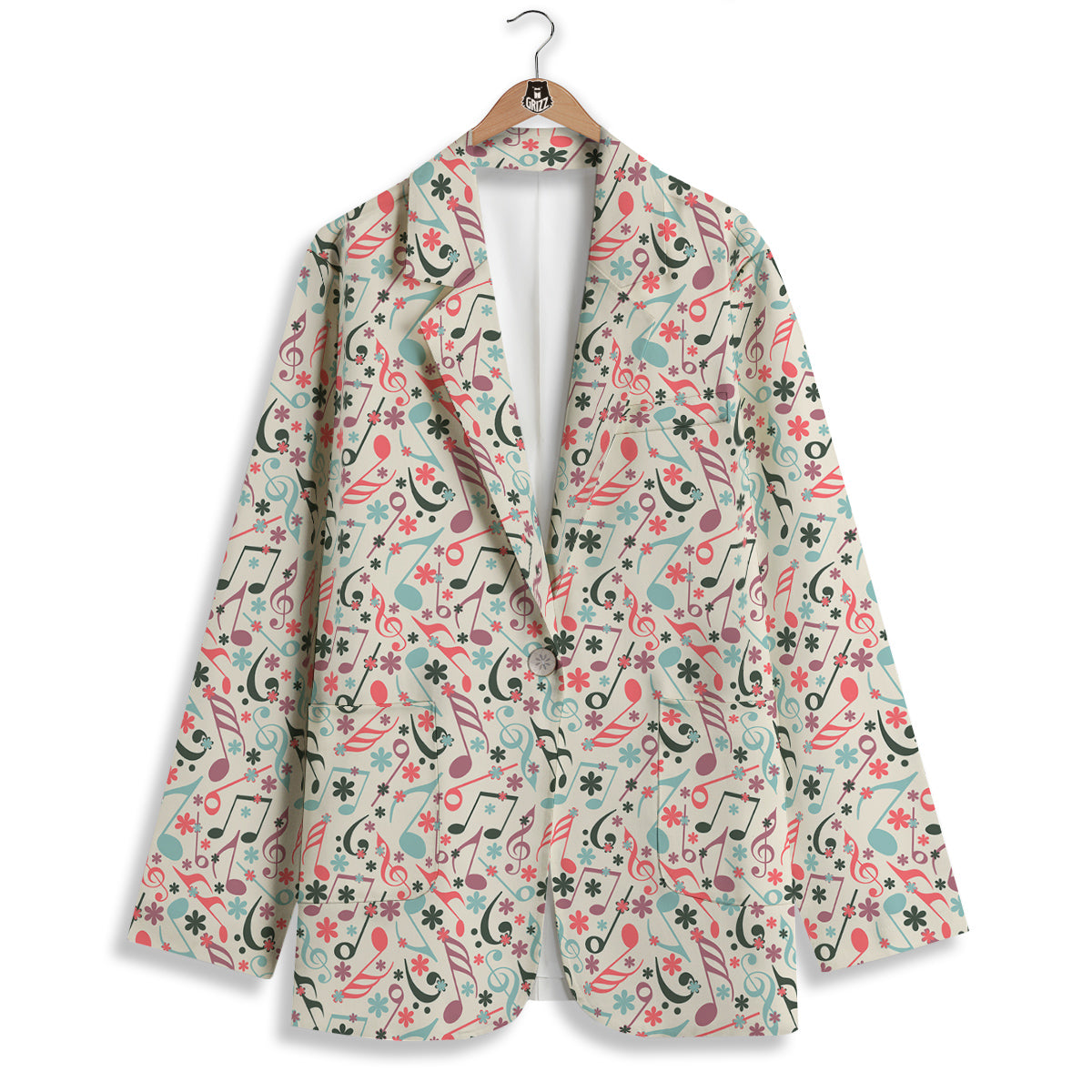 Music Notes Cute Print Pattern Women's Blazer