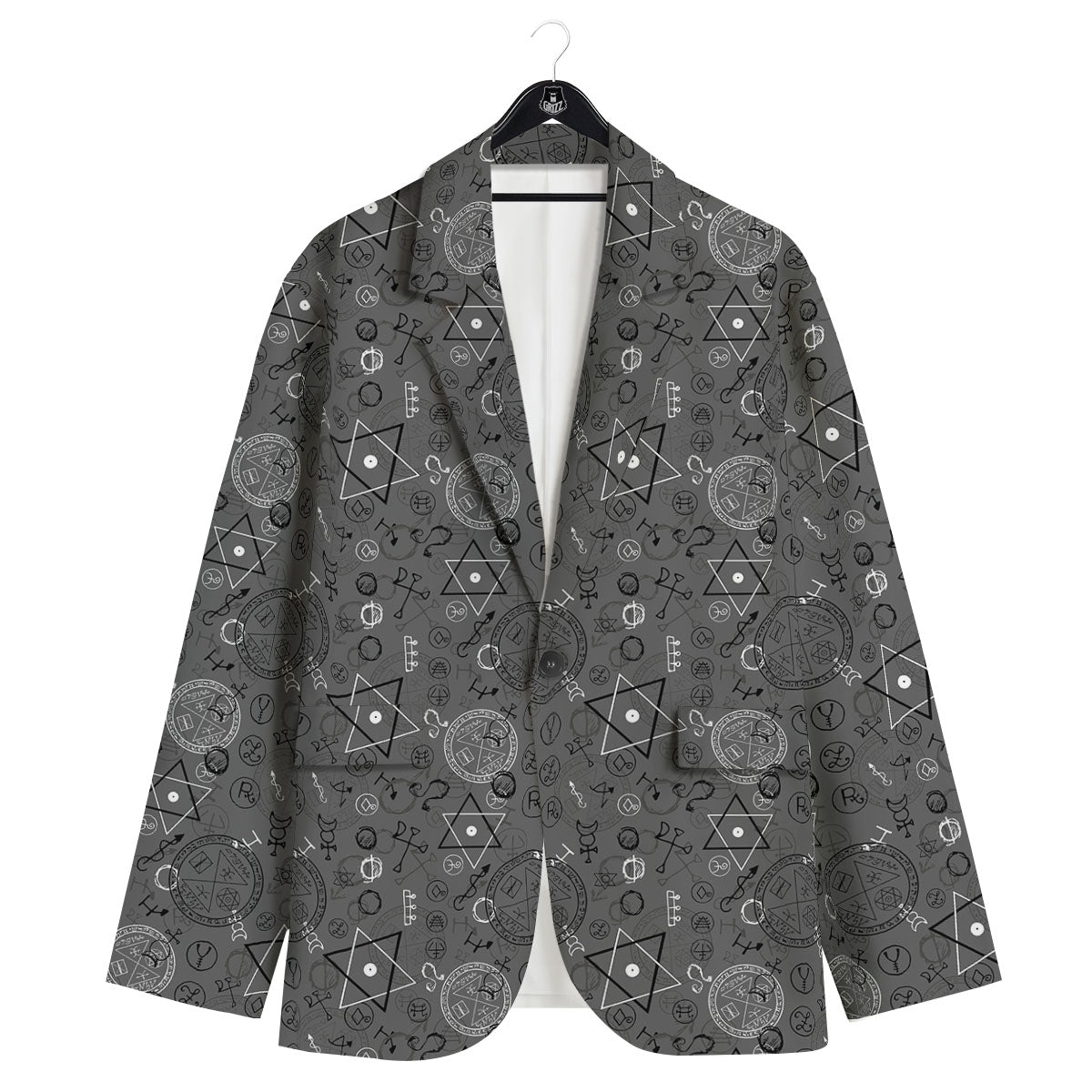 Mystical Wiccan Black And Grey Print Men's Sport Coat