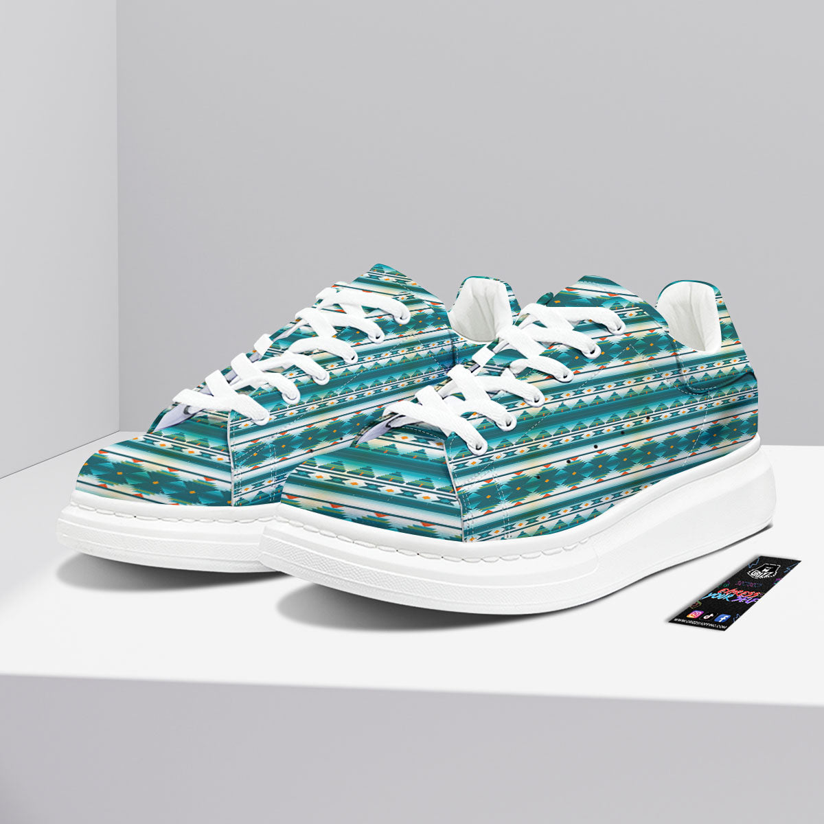 Native American Ethnic Print Pattern Platform Shoes