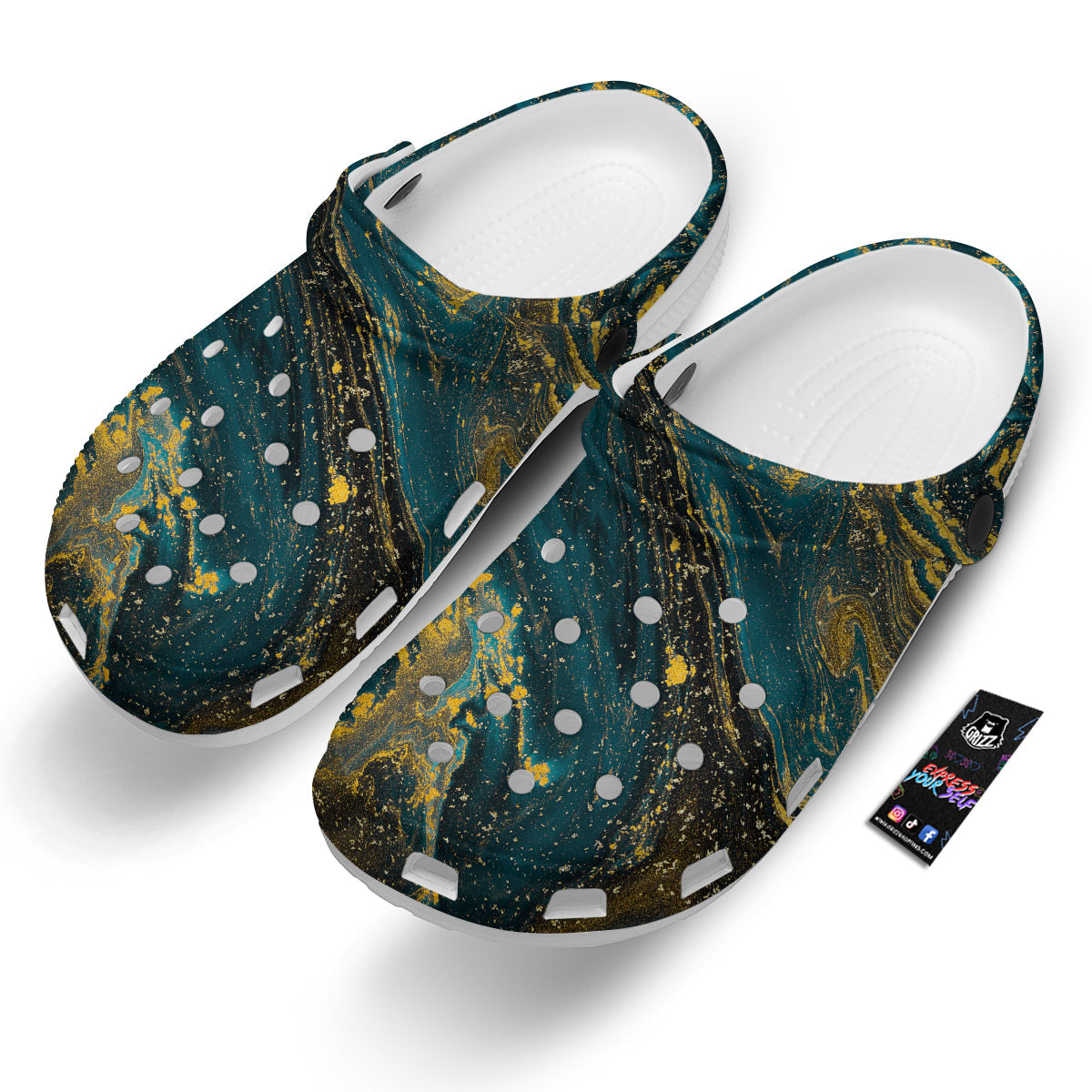Natural Luxury Blue And Gold Marble Print Clog