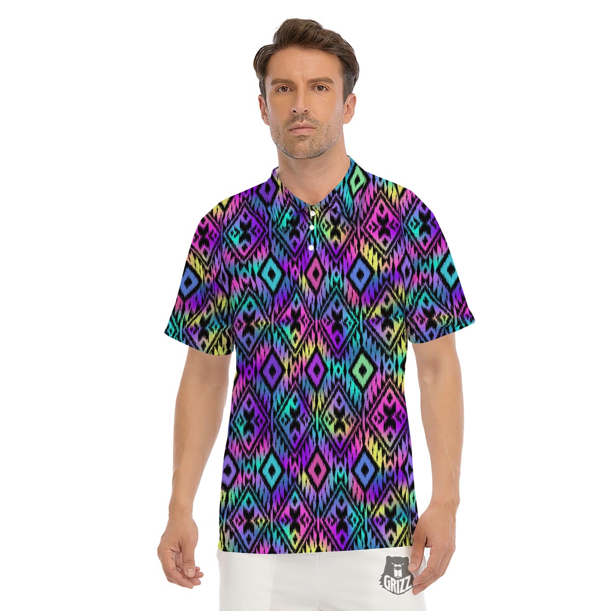 Navajo Triangle Ethnic Print Pattern Men's Golf Shirts