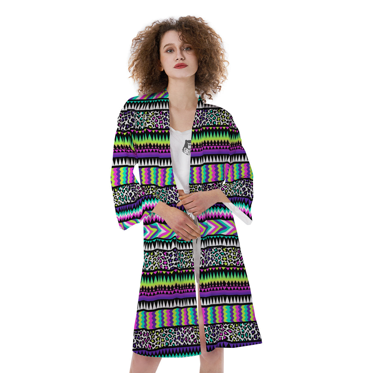 Navajo Tribal Colorful Leopard Print Kimono