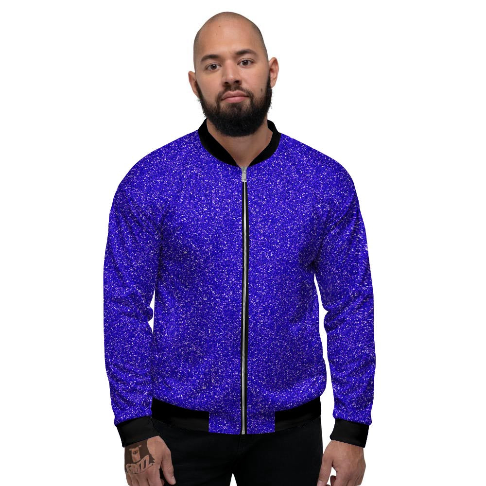 Navy Glitter Artwork Print Men's Bomber Jacket