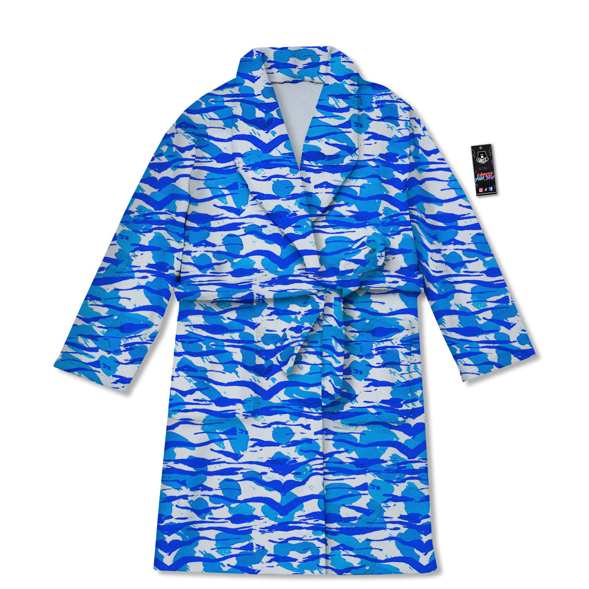 Navy Tiger Stripe Camouflage Seamless Print Pattern Bathrobe
