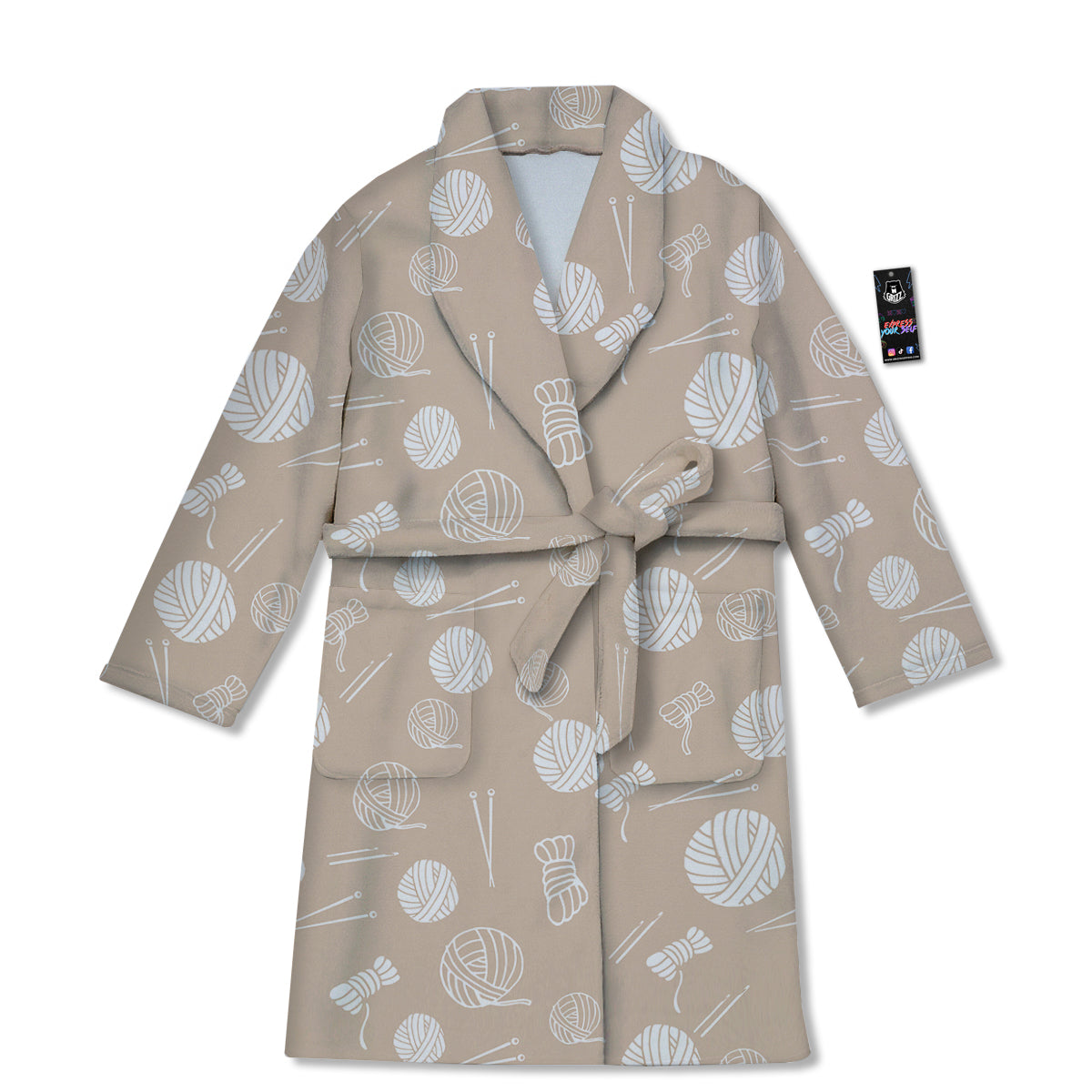 Needle And Yarn Print Pattern Bathrobe