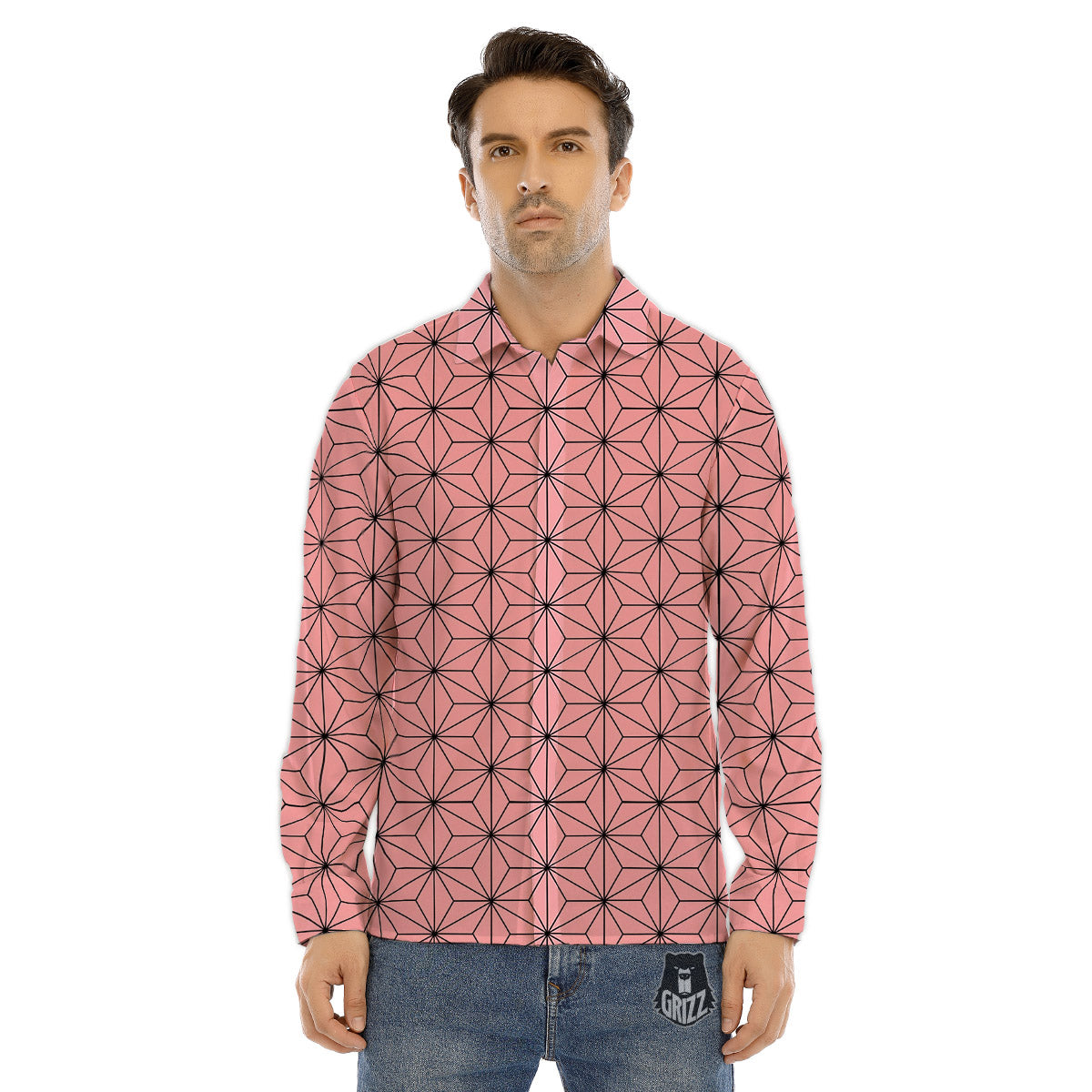 Nezuko Print Pattern Men's Dress Shirts