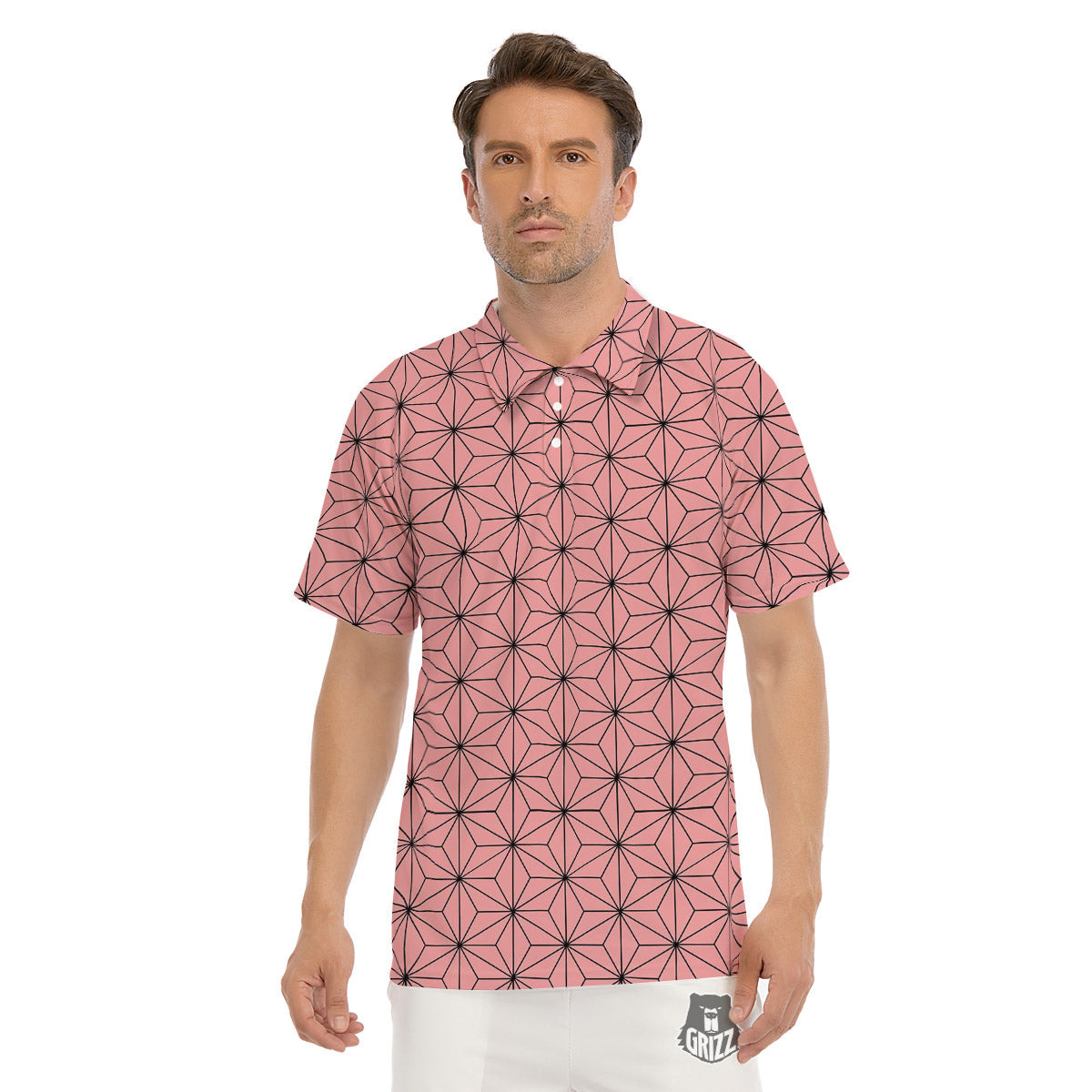 Nezuko Print Pattern Men's Golf Shirts