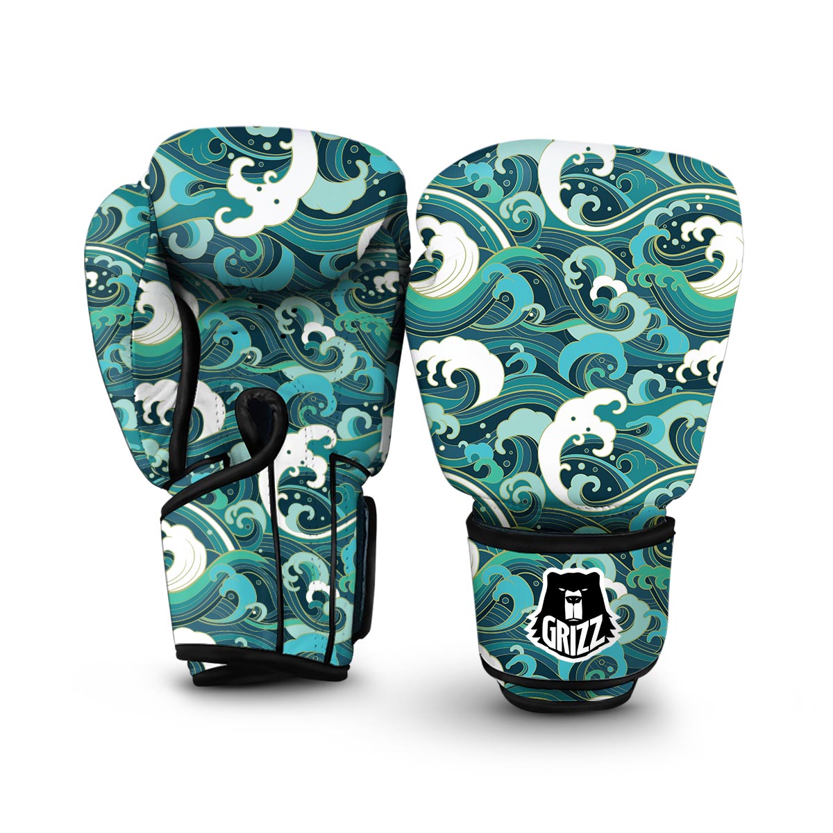 Ocean Wave Pattern Print Boxing Gloves