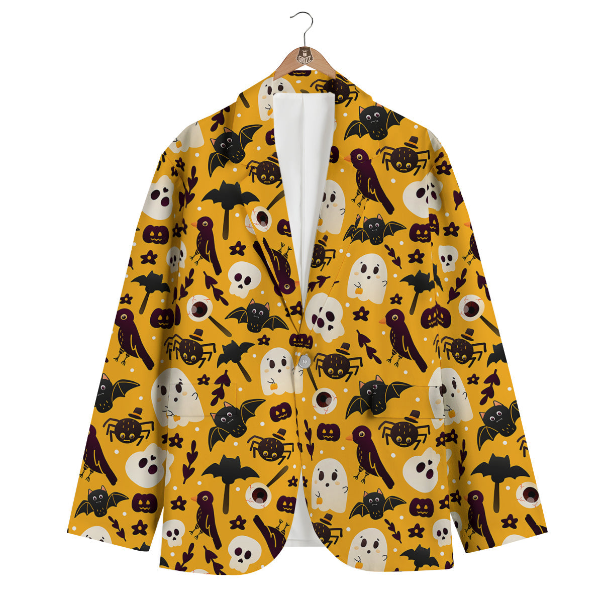 Orange Color Halloween Cute Print Pattern Men's Blazer