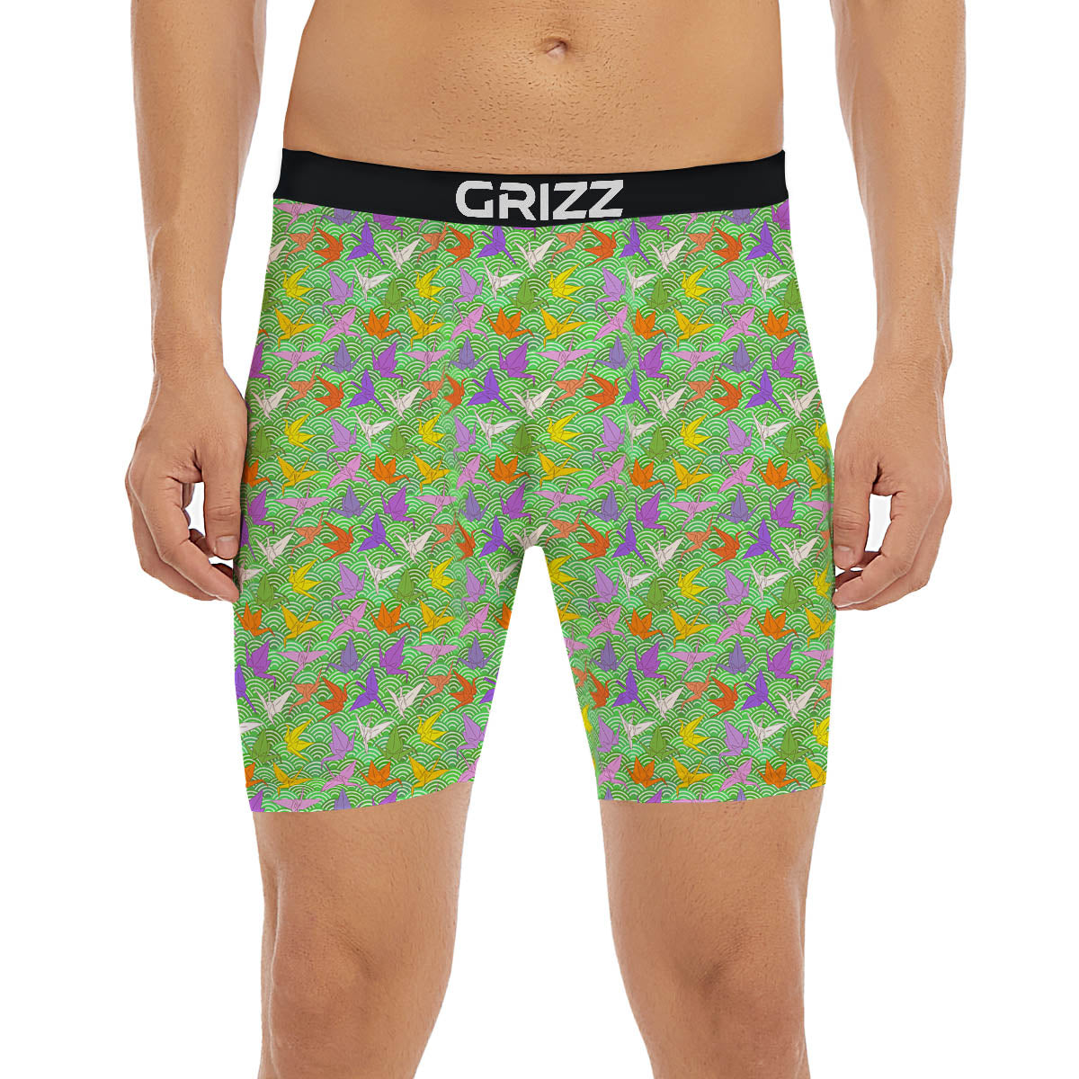 Origami Bird Colorful Print Pattern Boxer Briefs